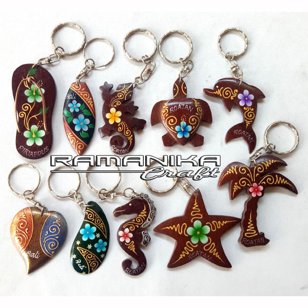 Bali Key Rings Airbrush Sono Wooden Accessories – Bali Wooden Handicraft